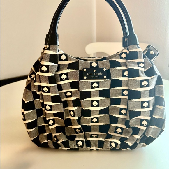 kate spade | Bags | Kate Spade Black And Cream Checkered Shoulder Bag ...